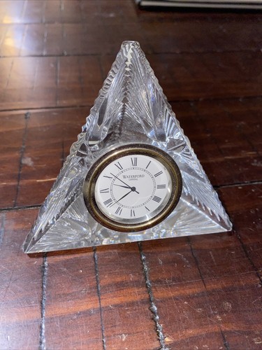 WATERFORD TIME SQUARE Cut Crystal Pyramid Clock 2000-Signed ...