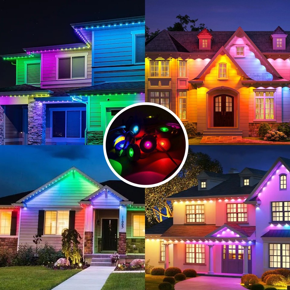 Permanent Outdoor Lights 150Ft with 108 LED Lights, RGB w/Remote Eave ...
