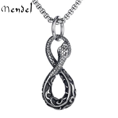 MENDEL Mens Womens Number 8 Snake Serpent Pendant Necklace Stainless ...