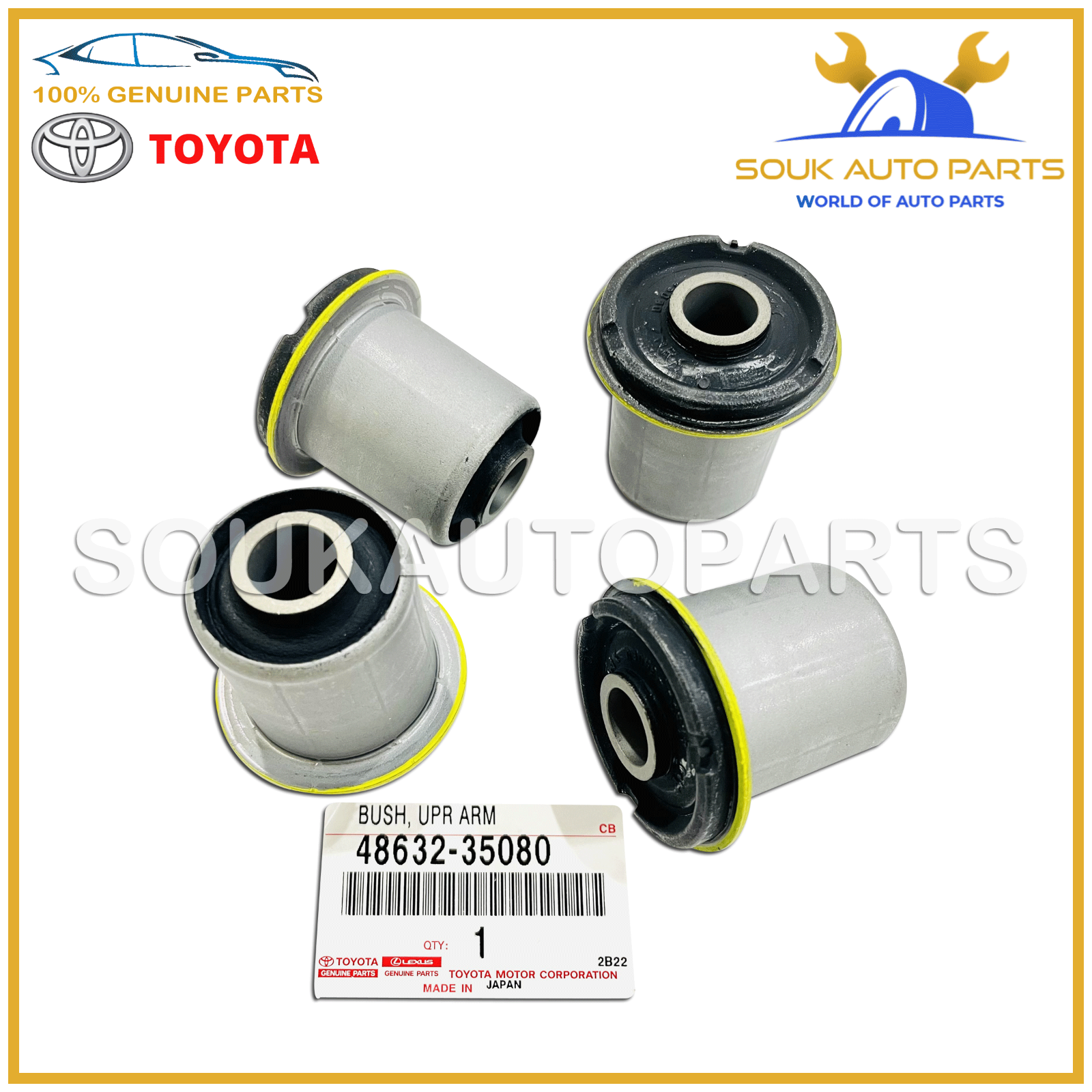 48632-35080 GENUINE TOYOTA BUSH, FR SUSPENSION UPPER ARM, RH/LH (4 Pcs ...