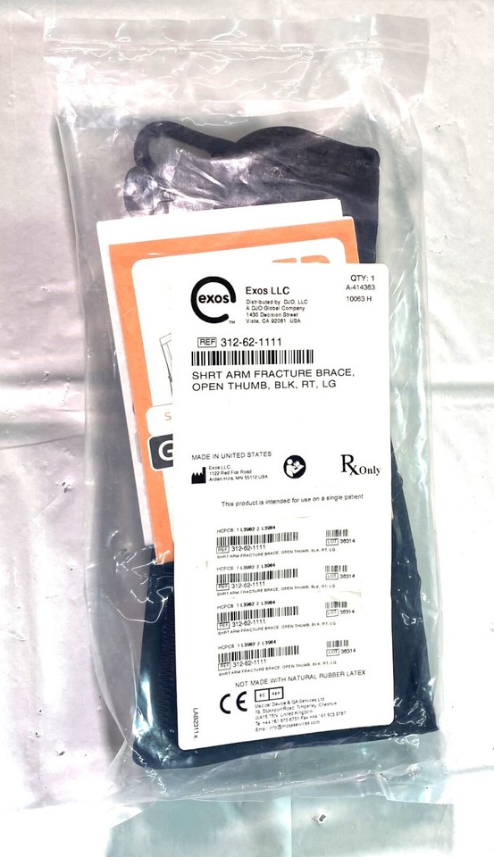 EXOS Short Arm Fracture Brace Open Thumb - SAFB-OT - Left & Right - ALL ...