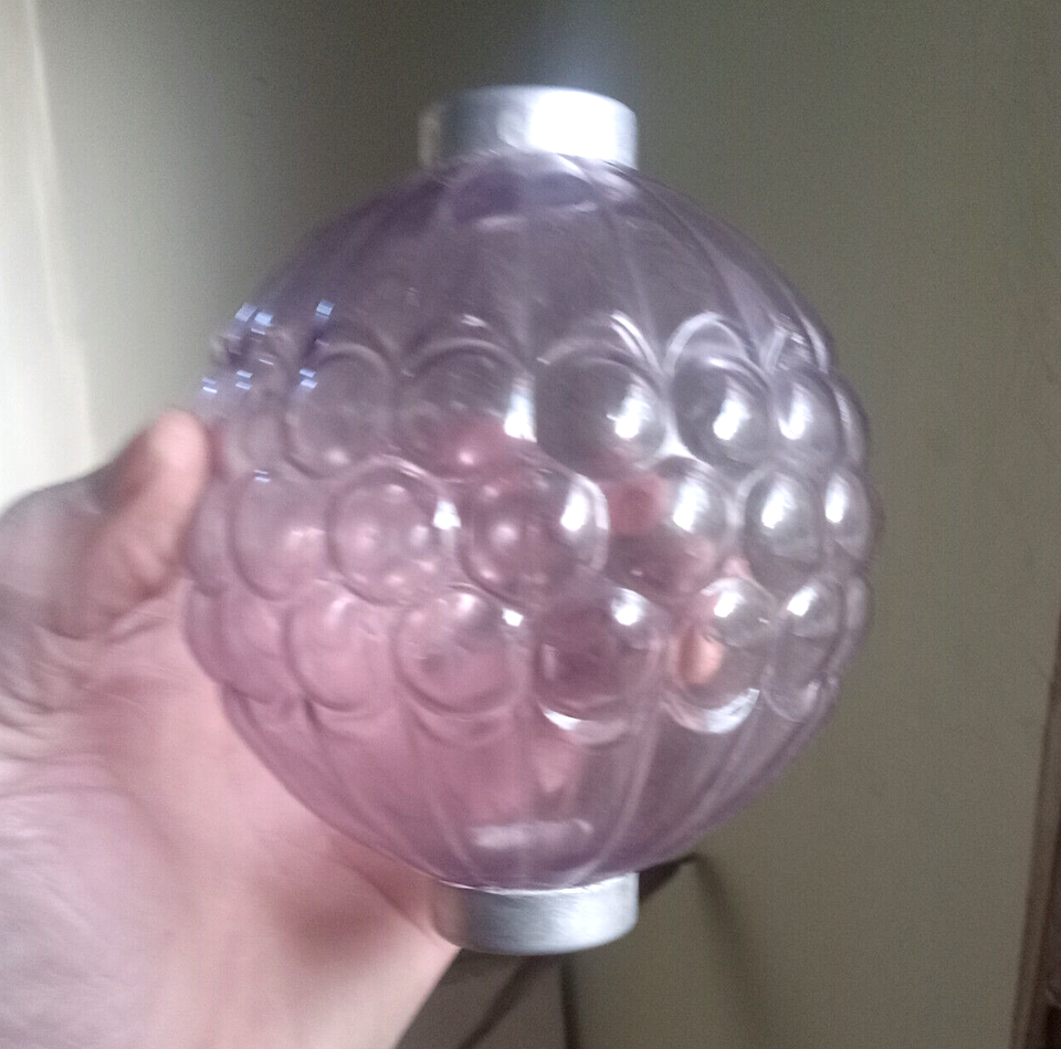 1890s RIBBED GRAPE HAND BLOWN AMETHYST GLASS LIGHTNING ROD BALL WITH ...