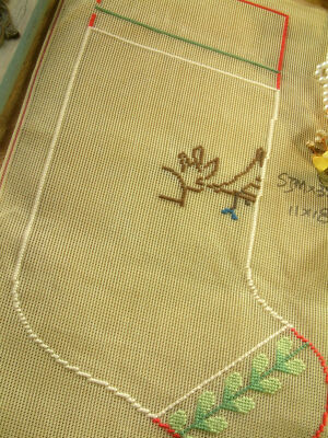 Christmas Stocking Preworked Needlepoint Canvas | eBay