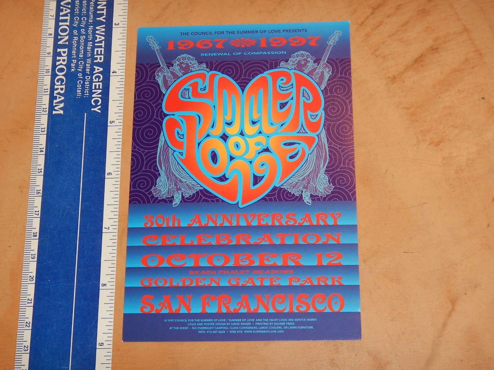 1967-1997 SUMMER OF LOVE SAN FRANCISCO 30TH ANNIVERSARY HANDBILL, DAVID ...