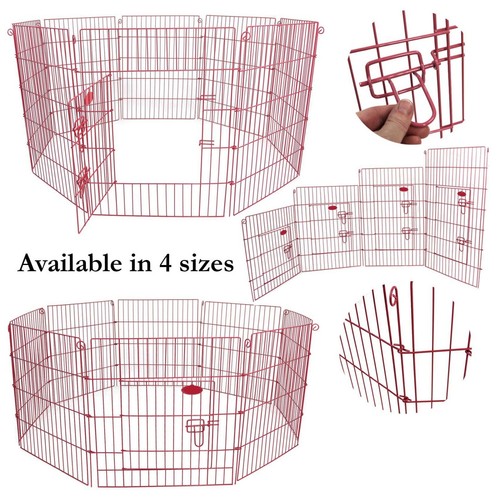 Pink Pet Dog Pen Puppy Rabbit Foldable Metal Playpen Enclosure Run Cage ...