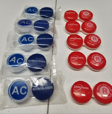 Set Lot of 11 Brand New AC Lens - Lens.com Contact Lens Cases Blue and ...