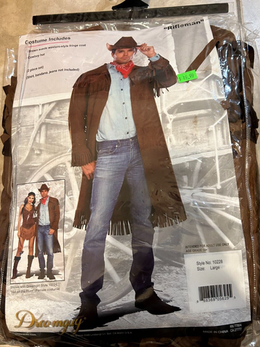 Rifleman Western Suede Coat Hat Costume Adult NEW Retail Package Mens L ...