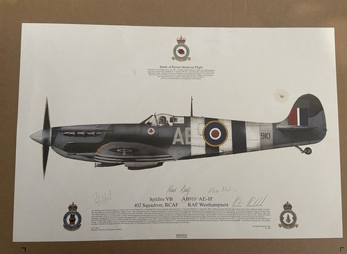 Signed Spitfire 402 Squadron RCAF Dugald Cameron Print BBMF 1994 | eBay UK