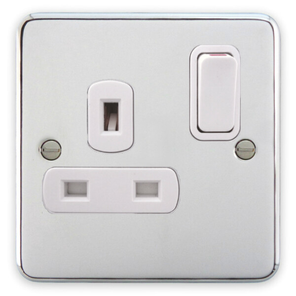 Deta Decorative Polished Chrome Switches & Sockets White Inserts ...