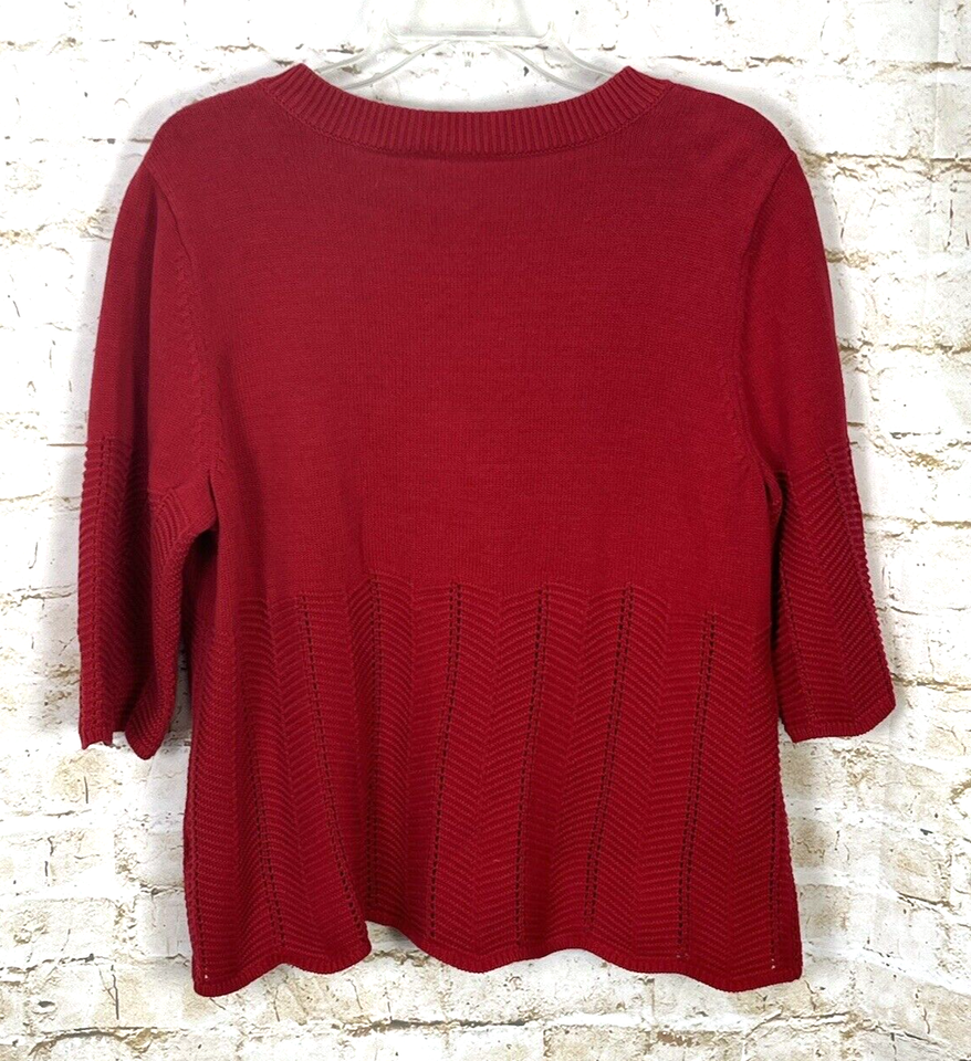 Cato Womens 18/20W Knit Sweater Red 3/4 Sleeves 4 Button Swing Cardigan ...