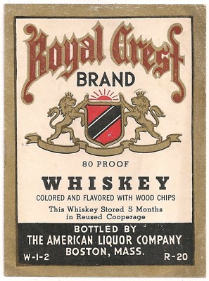 Royal Crest Brand 80 Proof Whiskey Advertising Label | eBay