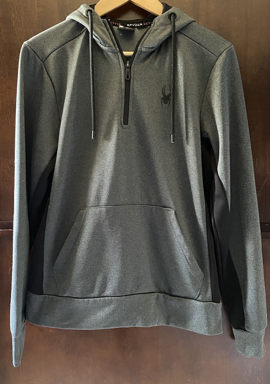 Spyder Men's Performance 1/4 Zip Hoodie Pullover Sweatshirt Gray ...