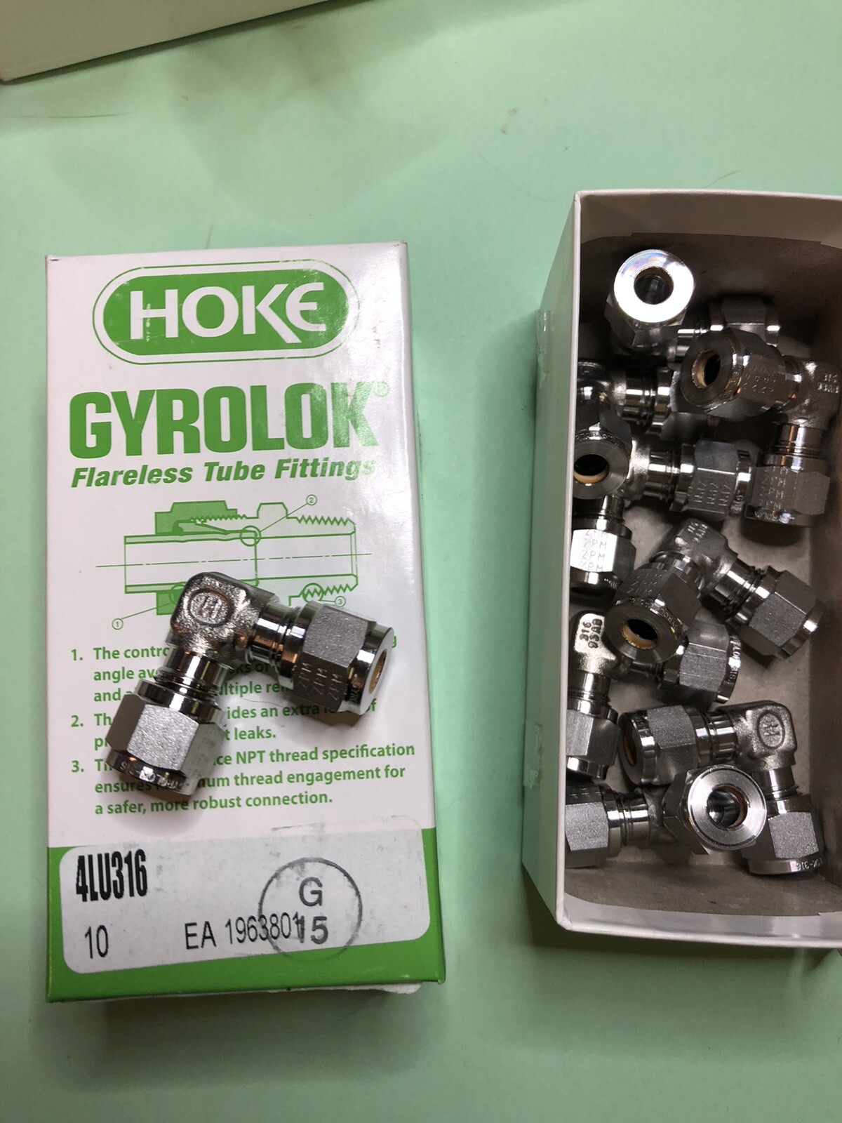 Bag of 4 HOKE 4LU316 Gyrolok 1/4in Tube Stainless 90deg Elbow for sale ...