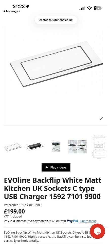 EVOline Backflip White Matt Kitchen UK Sockets C type USB Charger | eBay UK