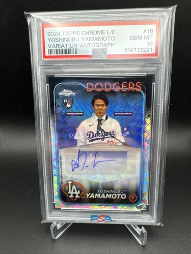 2024 TOPPS CHROME LOGOFRACTOR ED VAR-AUTO #18 YOSHINOBU YAMAMOTO 14/25 ...
