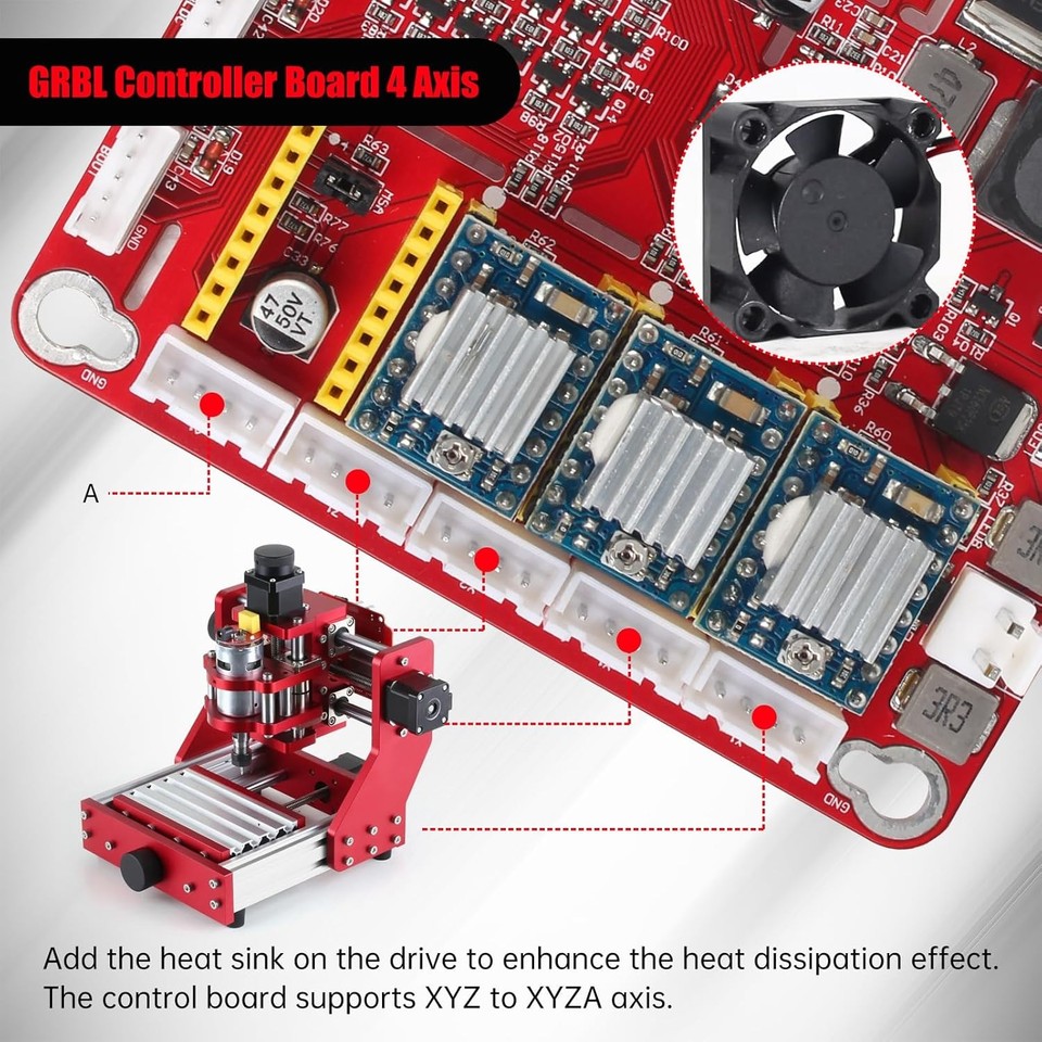 RATTMMOTOR CNC Controller Board 4 Axis GRBL USB Port Red | eBay