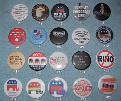 LARGE Lot Choice Political Republican Conservative Pinback Pins Buttons ...
