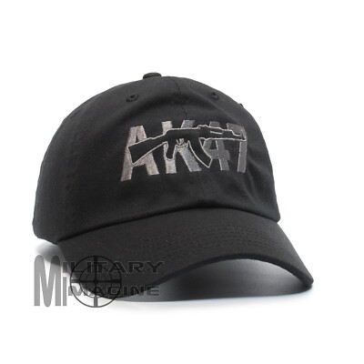 AK-47 Hat Cap Pistol Firearm Black w/DK Gray Rifle Weapon Embroidery | eBay