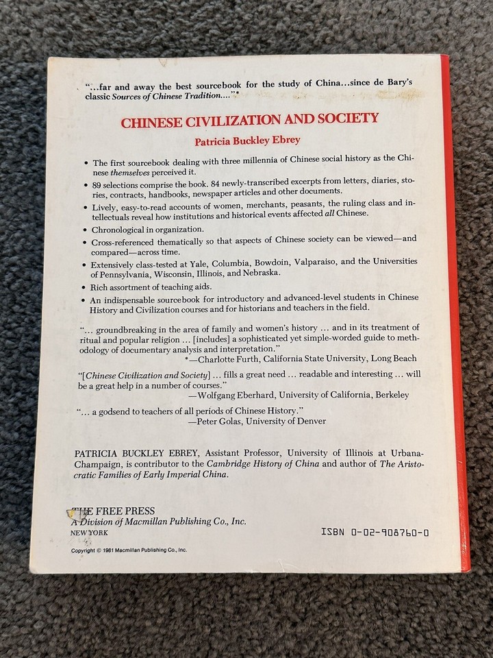 Chinese Civilization: A Sourcebook, 1st Ed by Patricia Buckley Ebrey ...