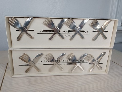 Pier 1 Imports Silver Plated Silverware Napkin Rings 2 Sets of 4 | eBay