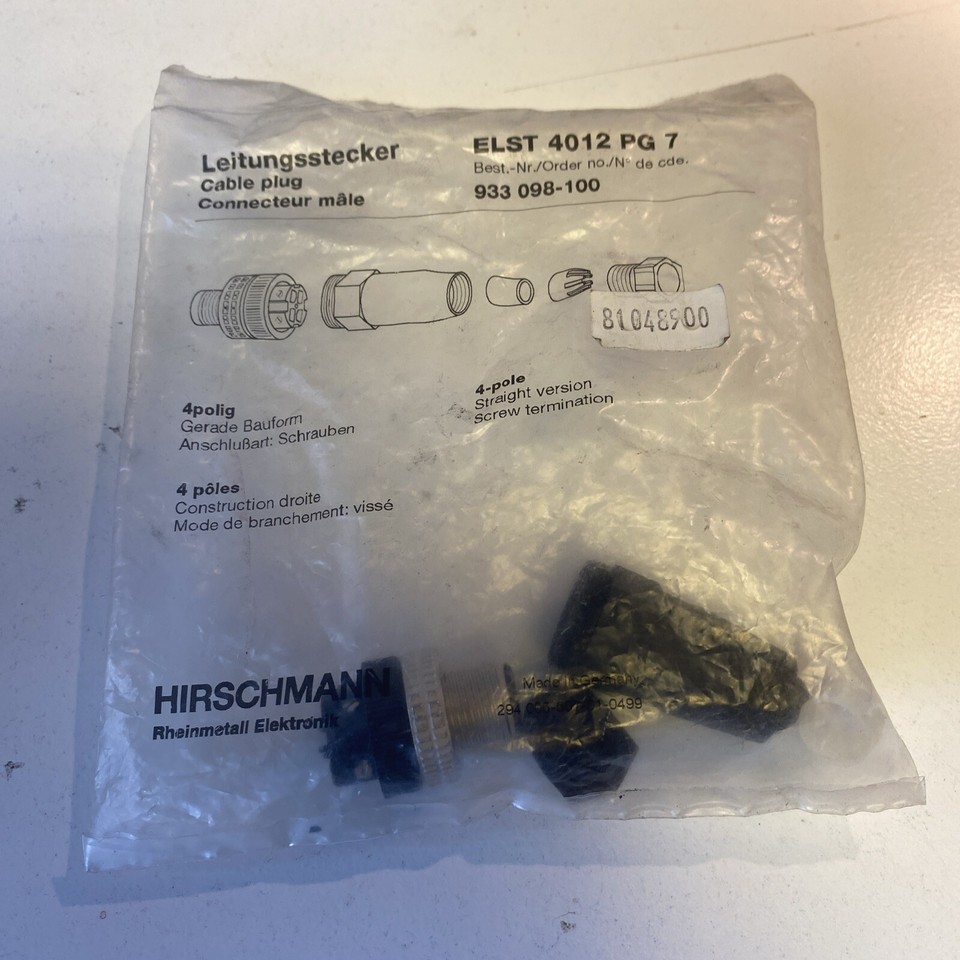 Hirschmann E M12 Round Connector Plug 4-Pin / 4.0A | eBay