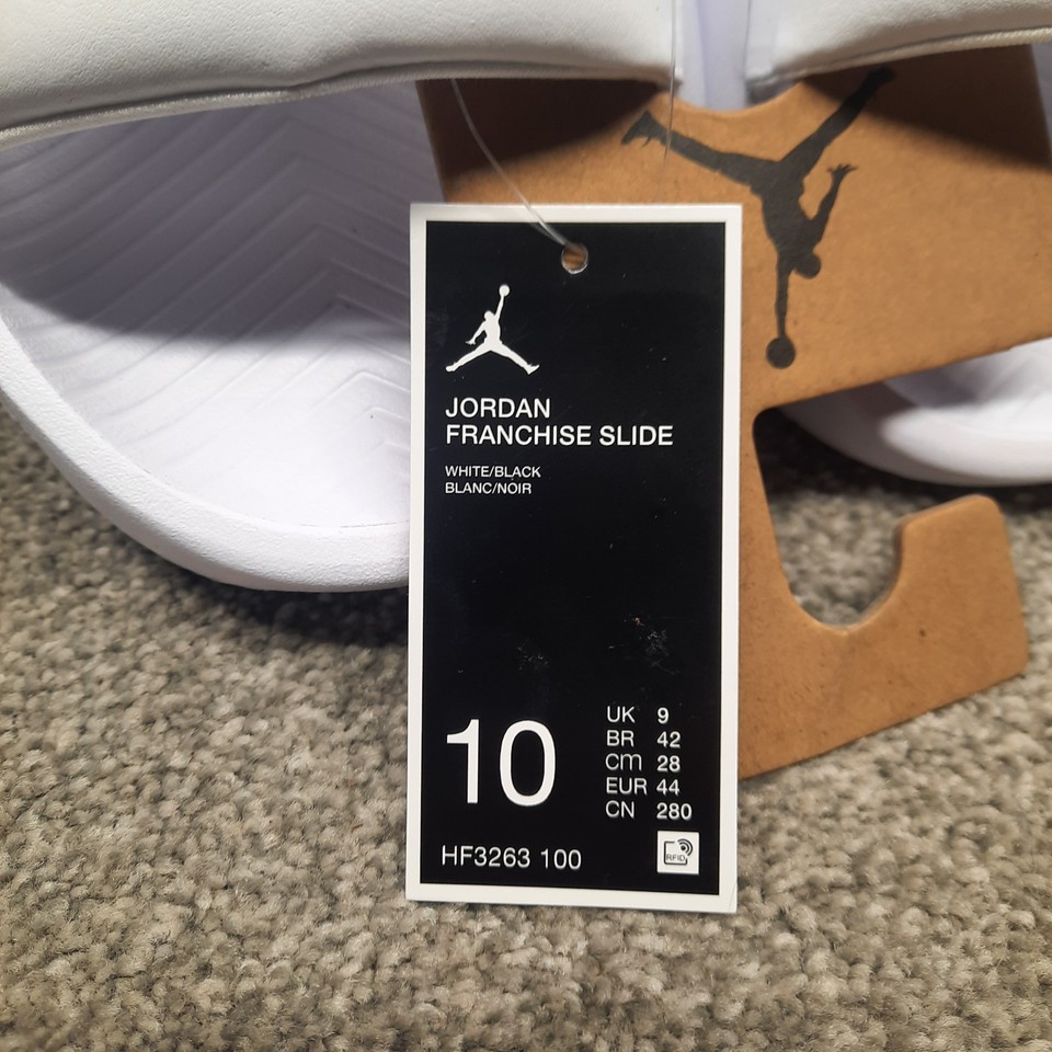 Nike Air Jordan Franchise Slides Sandal Men Size 10 White Black HF3263 ...