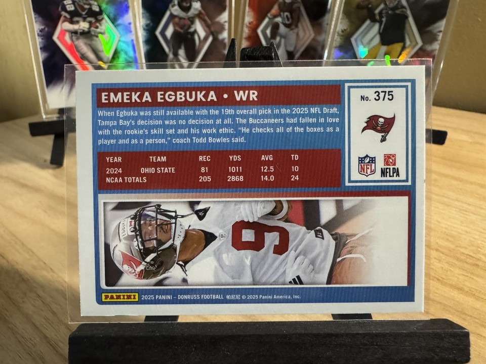 2025 Panini Donruss - Rated Rookie Emeka Egbuka #375 Press Proof Blue ...