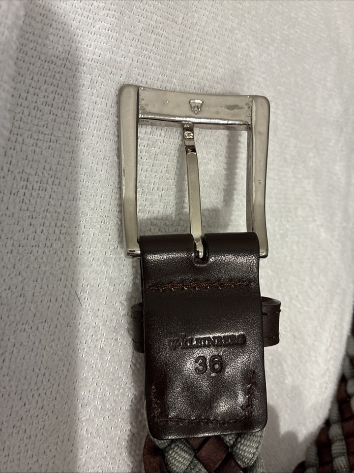 Nice Preowned W. Kleinberg Men's Woven Belt with Leather-Trim Size 36 ...