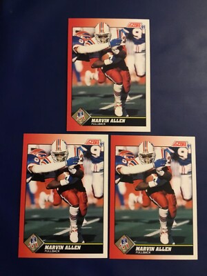 1991 Score # 206 MARVIN ALLEN Rookie Lot 3 New England Patriots | eBay