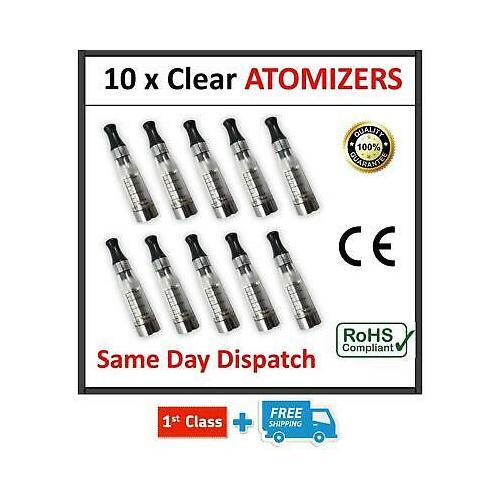 10 x CLEAR ATOMISER CLEAROMISER E CIG SHISHA TANK VAPOUR ATOMIZER ...