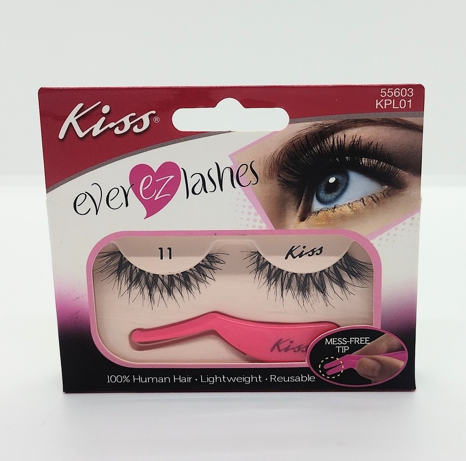 3x kiss Ever EZ Lashes Human Hair Eyelashes Reusable Lightweight Fake ...