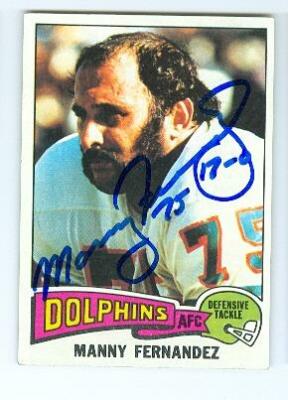 Manny Fernandez autographed football card (Miami Dolphins) 1975 Topps ...