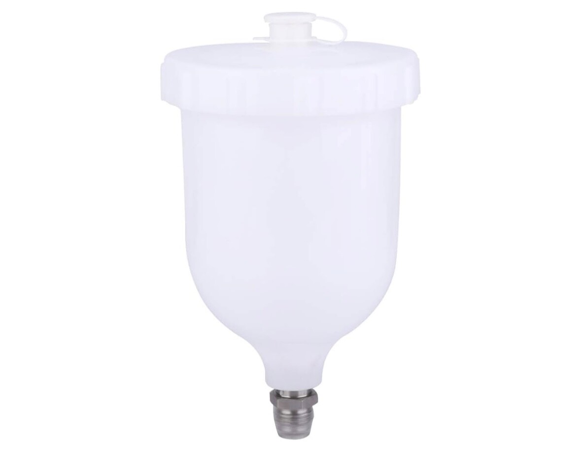 2x Spray Gun Pot 600mL Paint Spray Gun Pot Plastic Air Gravity Feed ...