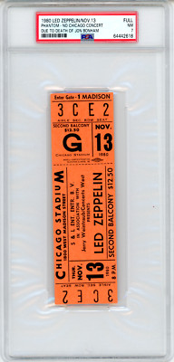 Led Zeppelin 11/13/1980 Chicago Stadium Full Ticket COA PSA 7 John ...