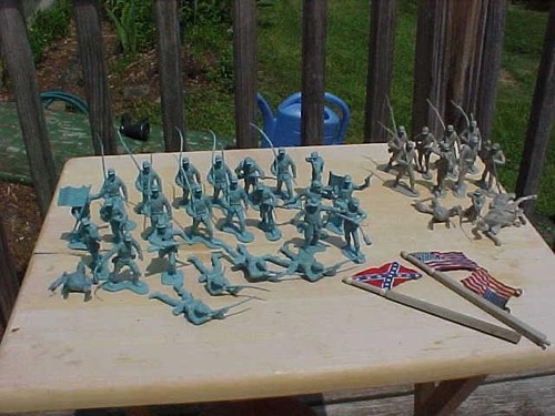 Vintage Marx Playset Civil War Soldiers Blue & Grey & Flags | eBay