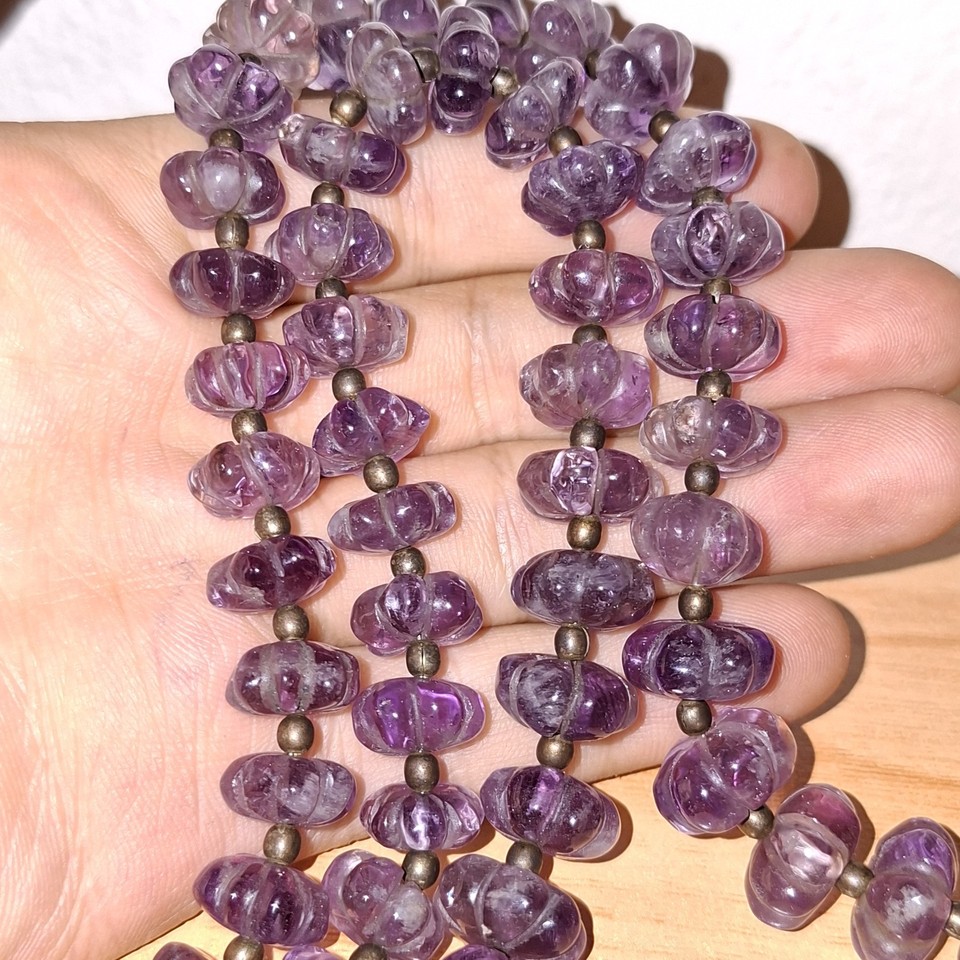 AAA Quality Vintage Himalayan Tibetan Amethyst Carved Melon Beads ...