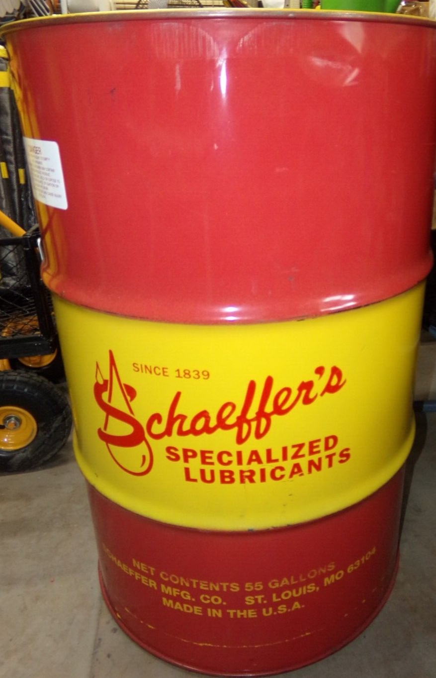 Vintage Schaeffer Oil Barrel 55 Gallon Drum Gas Station waste oil Empty ...