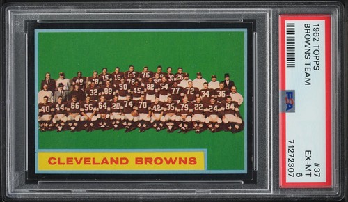 1962 Topps FB Card # 37 Cleveland Browns TEAM CARD PSA 6 EXMT | eBay