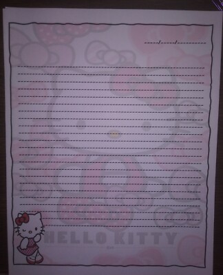 Hello Kitty lined stationary paper (25 Sheets) 8 ¹/² x 11 | eBay