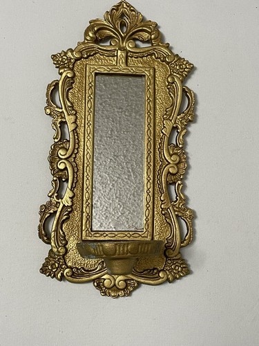 MCM Ornate Gold Metal Scroll Wall Mounted Mirror Hollywood Regency ...