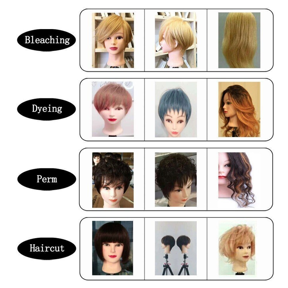 Human Hair Mannequin Head for Hairdresser Hairstyle Practice Training ...