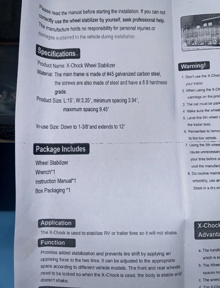 X-Chock Wheel Stabilizer Trailers RV Tire Locking Chock Camper Wheel ...