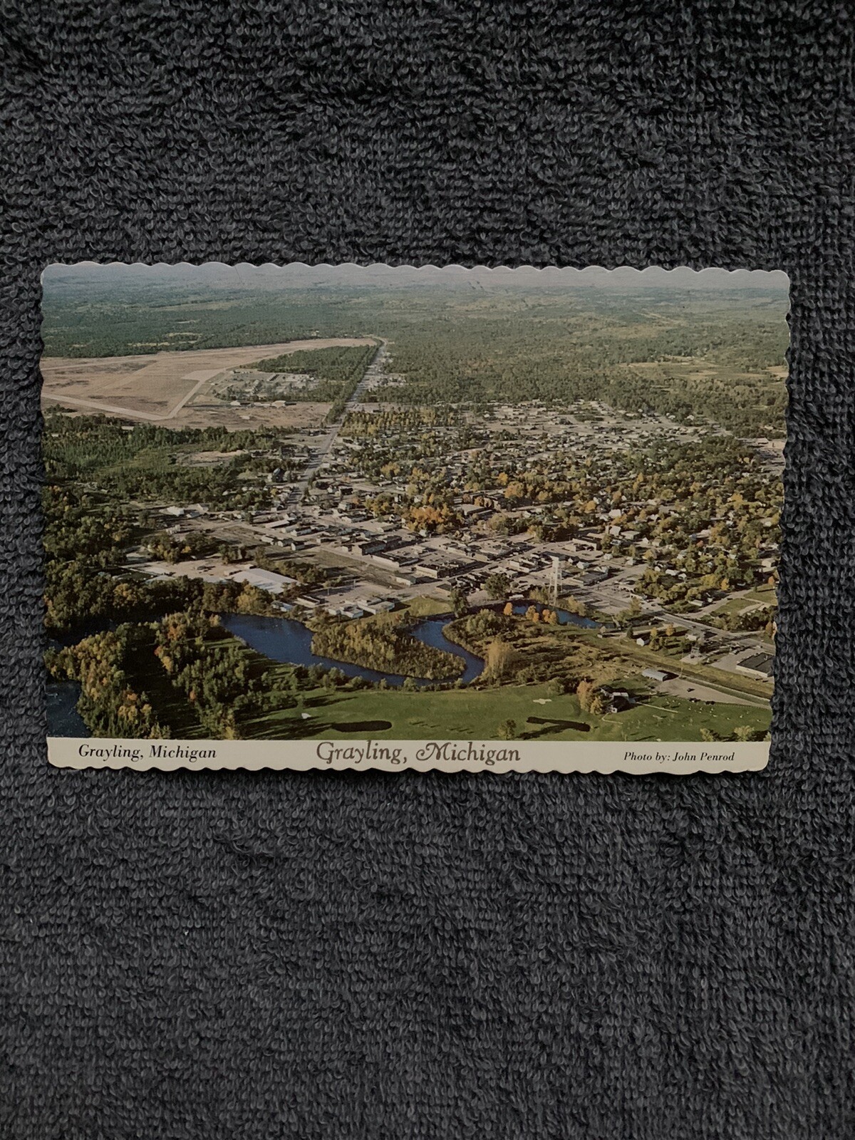 New Unused Post Card Vintage Grayling Michigan Aerial View AuSable ...