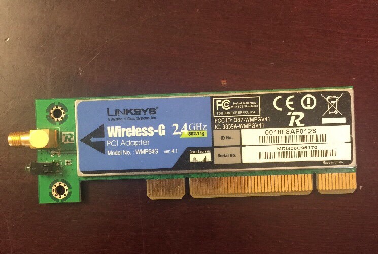 LINKSYS Wireless G 2.4 GHz PCI Adapter Model WMP54G No Antenna | eBay