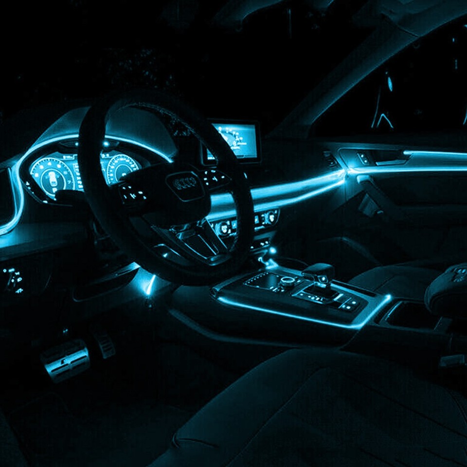 Ice Blue LED Car Decorative Atmosphere Wire Strip Light Accessories ...