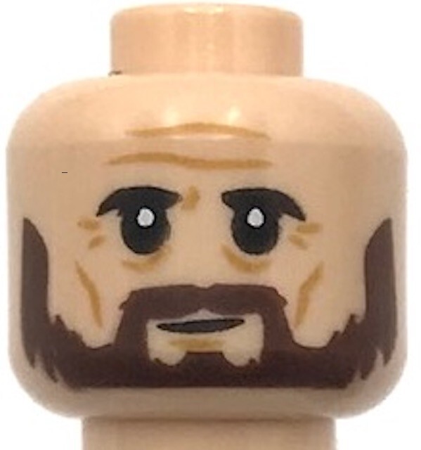 Lego New Light Nougat Minifigure Head Dual Sided Black Eyebrows Beard ...