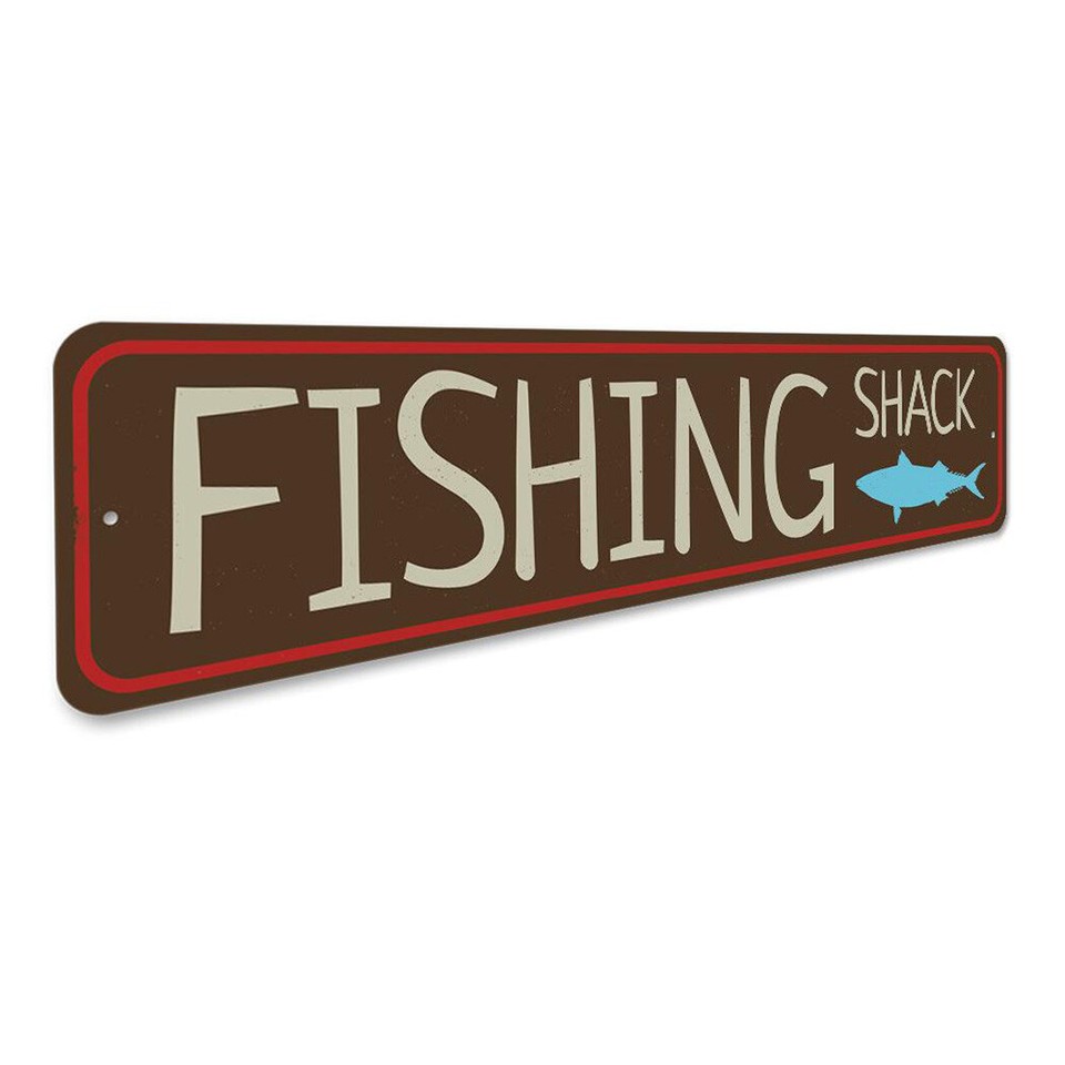 Fishing Shack Sign, Beach Street Sign, Metal Fish Lover Metal Wall ...