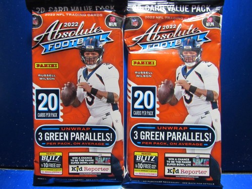 2022 PANINI ABSOLUTE FOOTBALL 2 pack lot 20 CARD VALUE PACKS 40 CARD ...