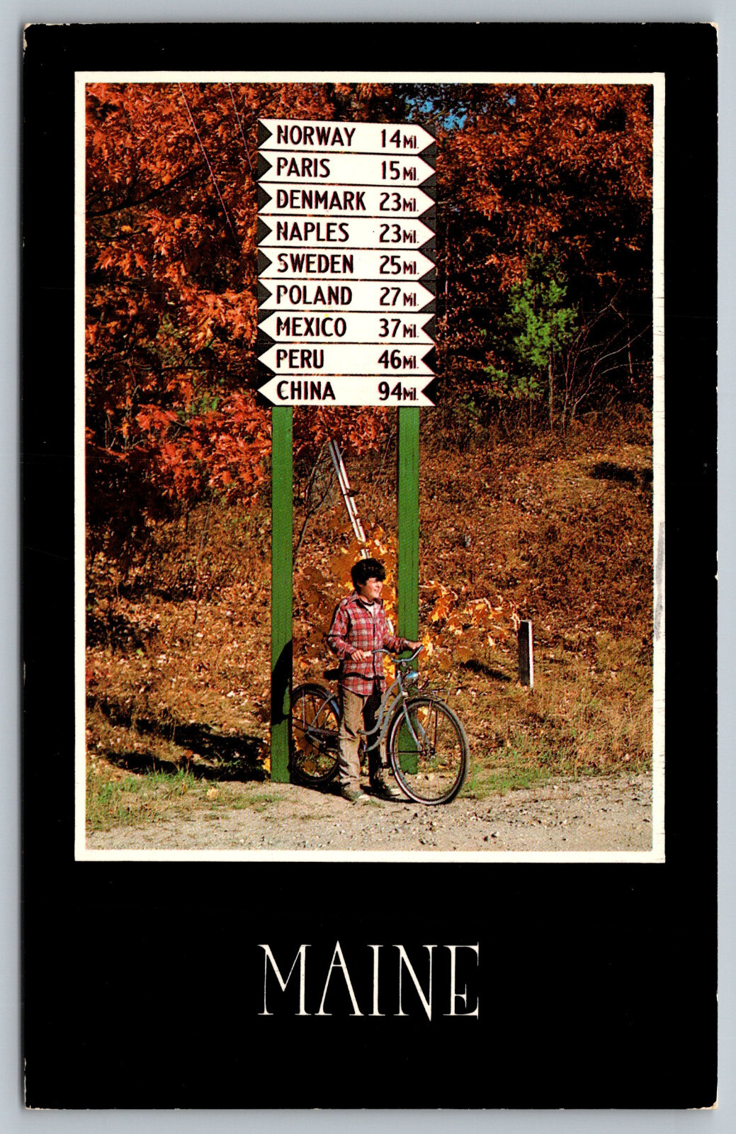 Postcard Maine International Sign Post At Lynchville, Maine F4 | eBay