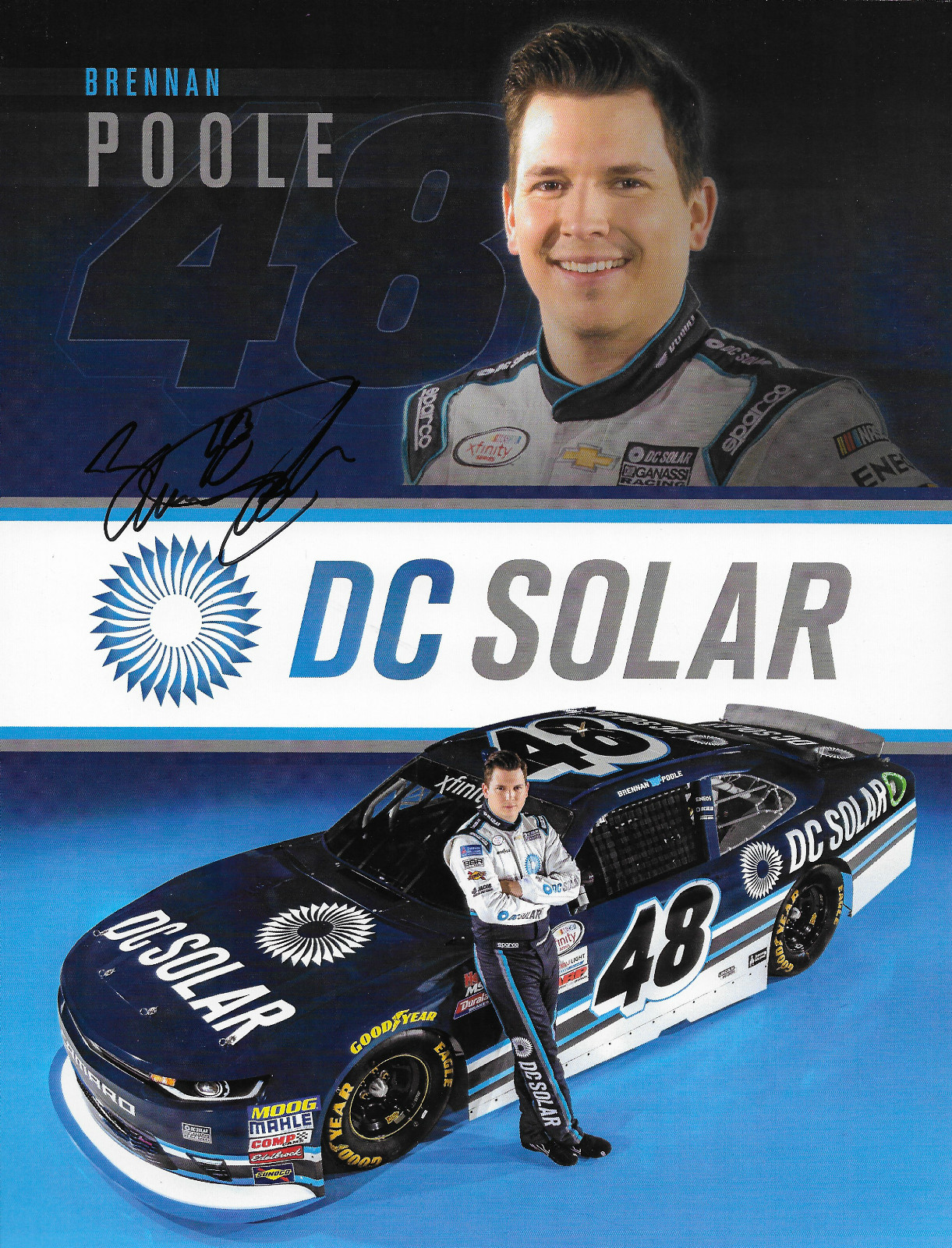 SIGNED 2017 BRENNAN POOLE "DC SOLAR GANASSI W/CAR" #48 NASCAR XFINITY ...